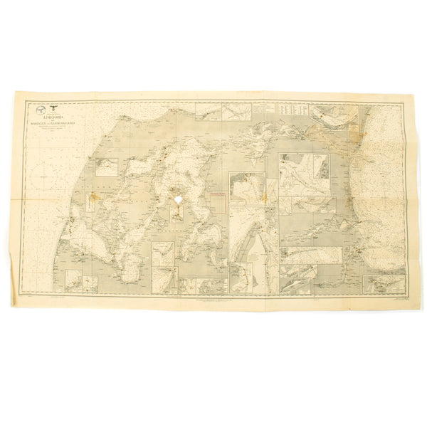 Original German WWII 1942 Kriegsmarine U-Boat Map of North Sea and ...