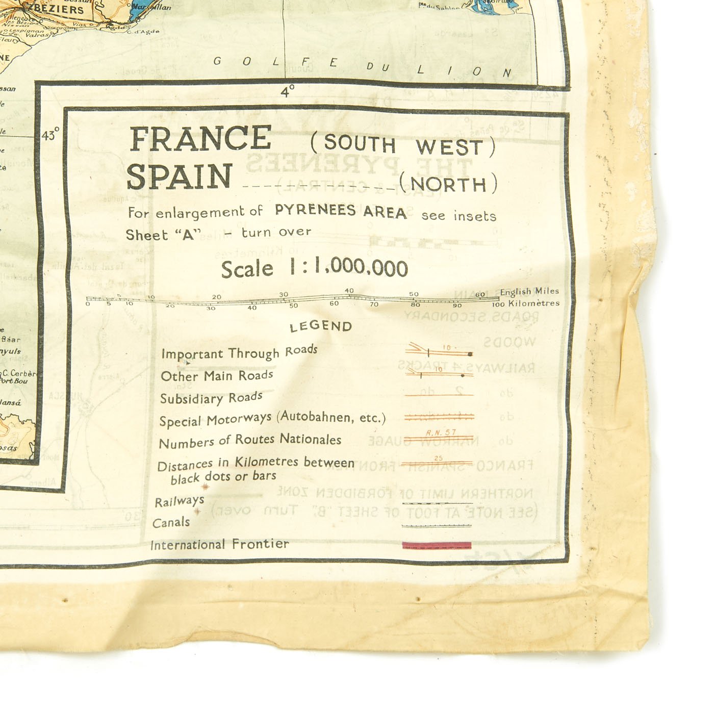 Original U.S. WWII Silk Escape Map of Western Europe 43/A 43/B ...