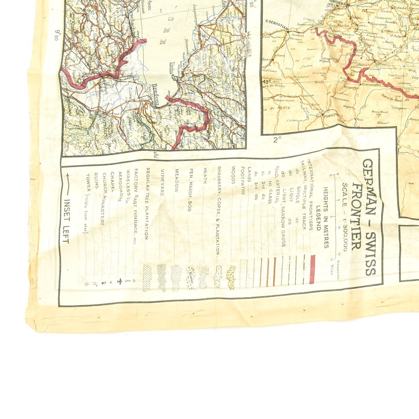Original U.S. WWII Silk Escape Map of Western Europe 43/A 43/B ...