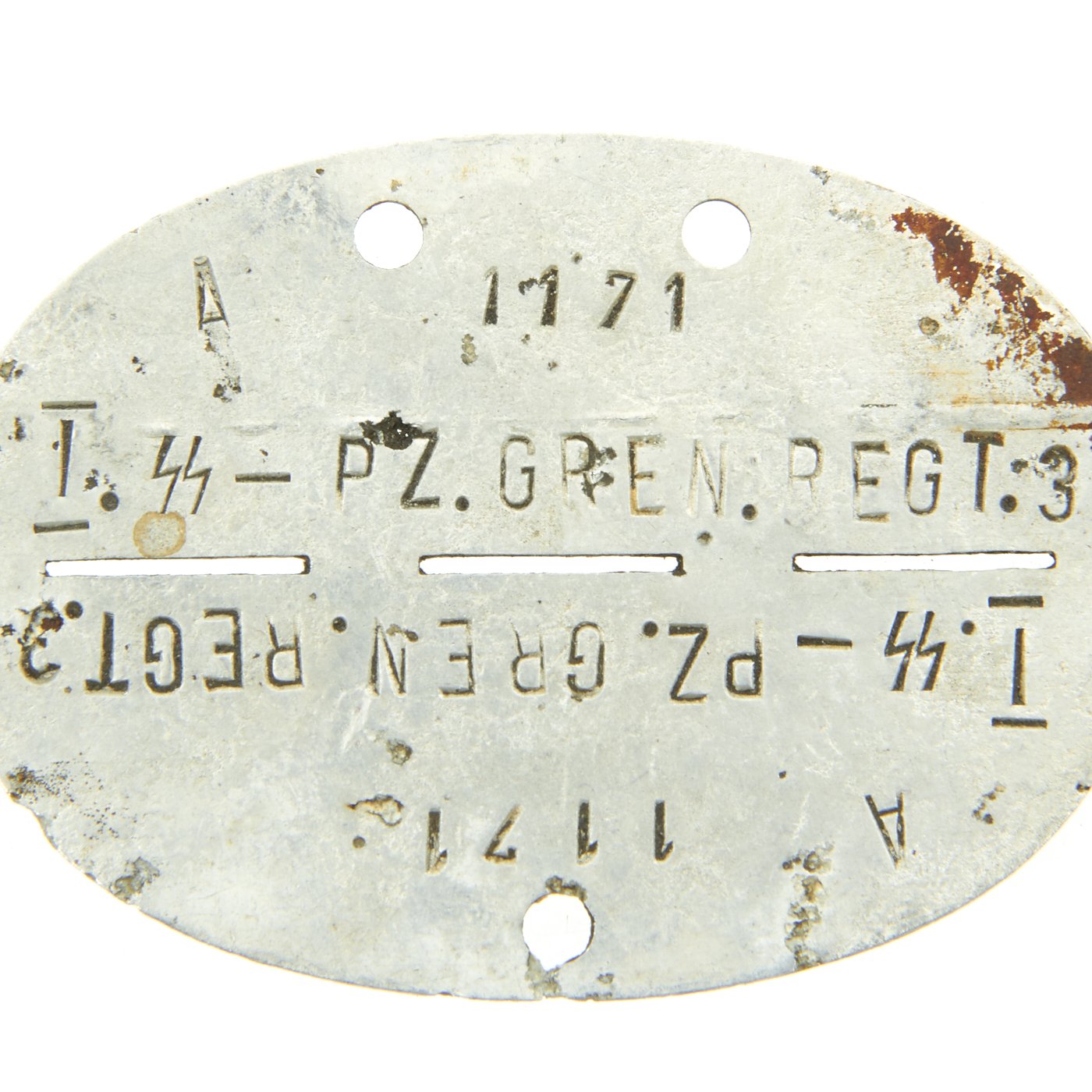 Original German WWII SS Identity Disc Dog Tag - 3rd Panzer Grenadier ...
