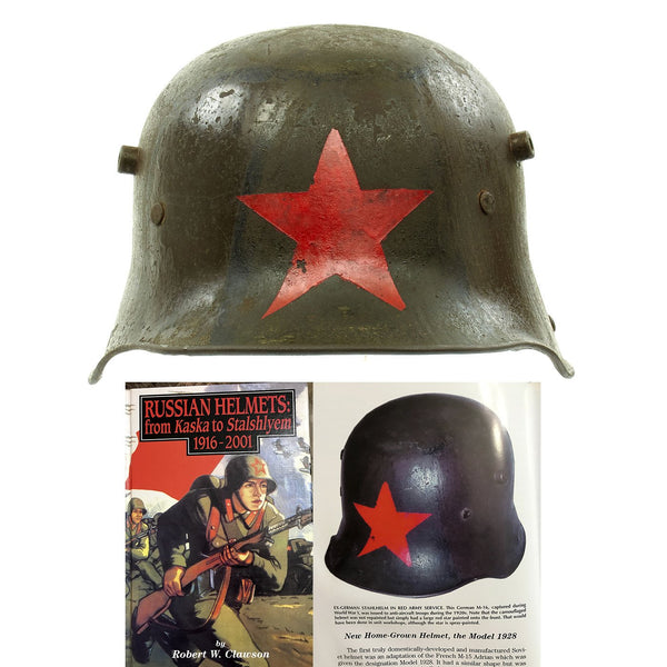 Original German WWI M16 Russian Capture Helmet with Red Star and Camou ...