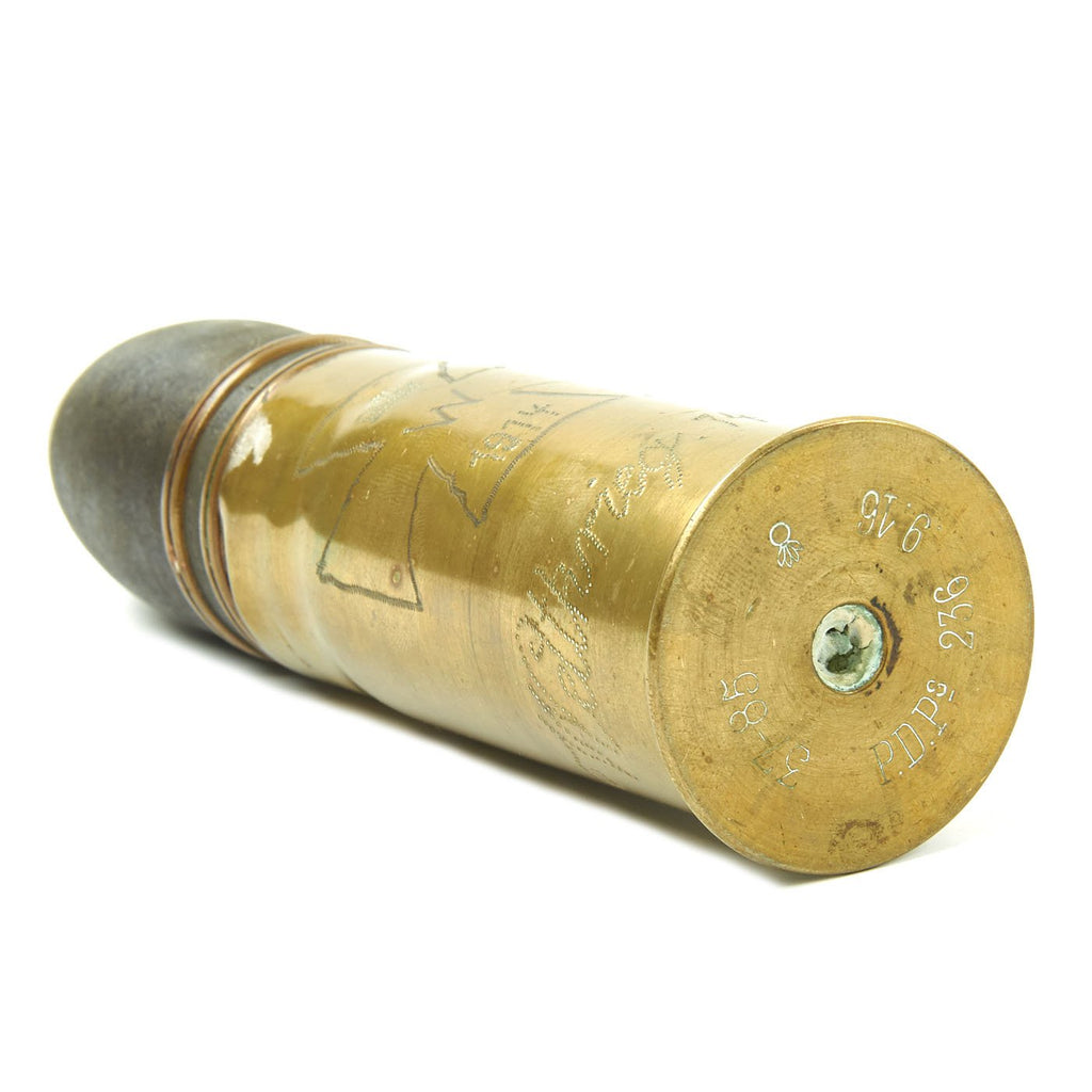 Original WWI Trench Art Engraved French Artillery Shells - German, Fre ...