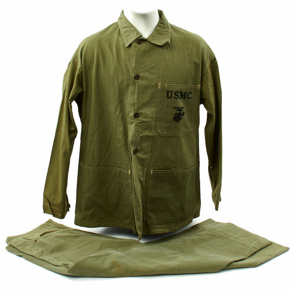 Original U.S. WWII USMC HBT Herringbone Twill P41 Utility Combat Unifo ...