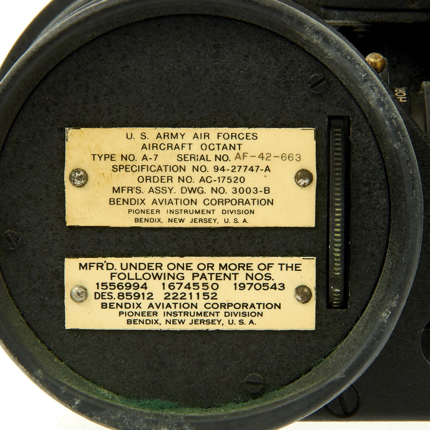 Original U.S. WWII Army Air Forces Type A-7 Octant by Bendix Aviation ...