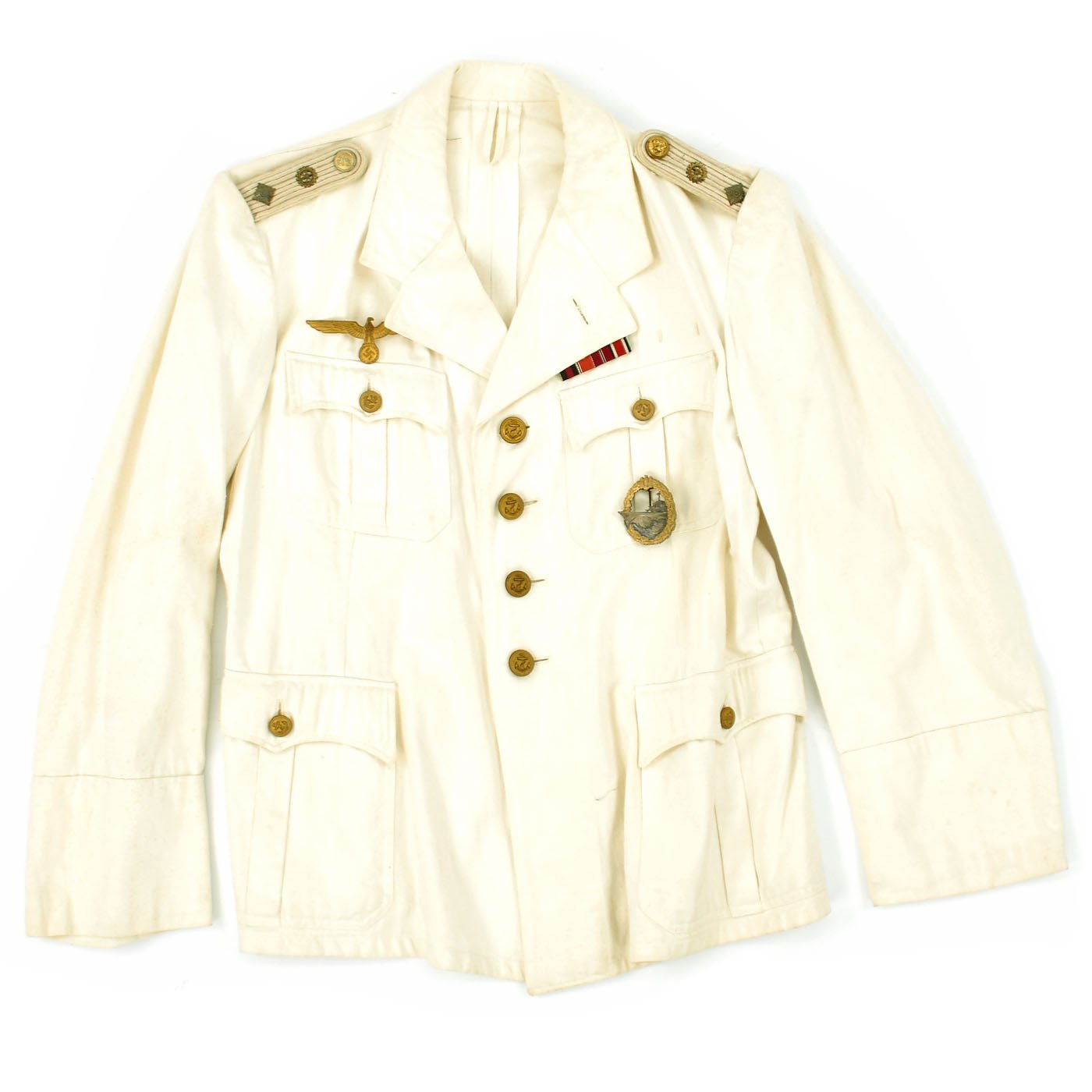Original German WWII Kriegsmarine Oberleutnant White Summer Tunic with ...