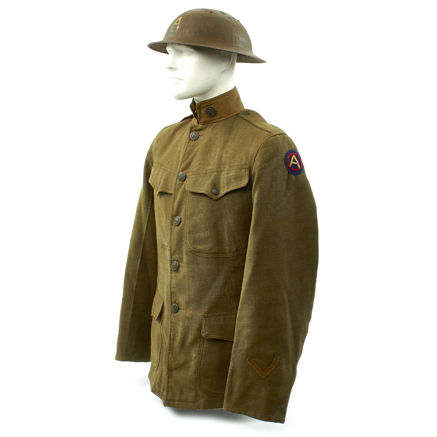 Original U.S. WWI Third Army Uniform Jacket and M1917 Helmet ...