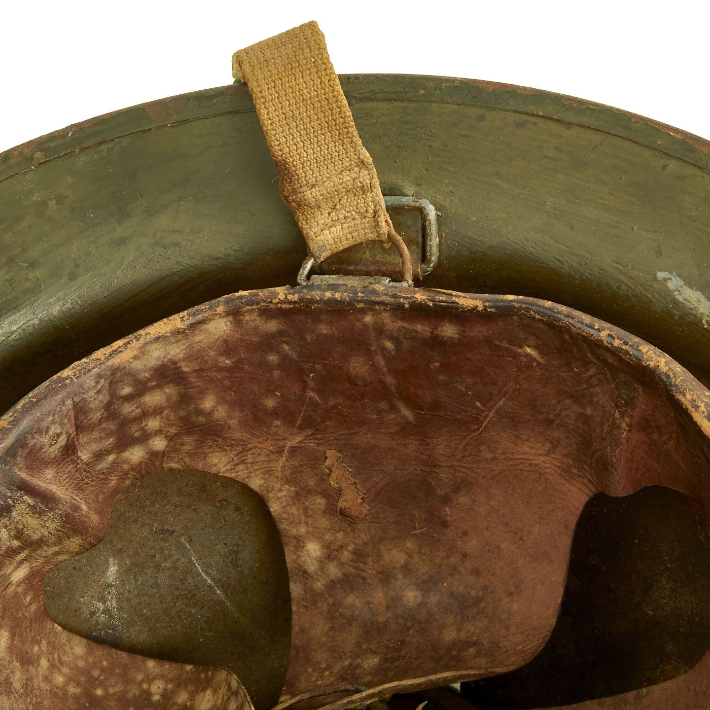 Original U.S. WWII M1917A1 Kelly Helmet with Textured Paint & Chinstra ...
