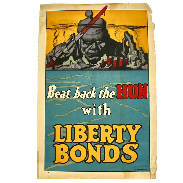Original U.S. WWI Beat Back the Hun with Liberty Bonds Lithograph by S ...