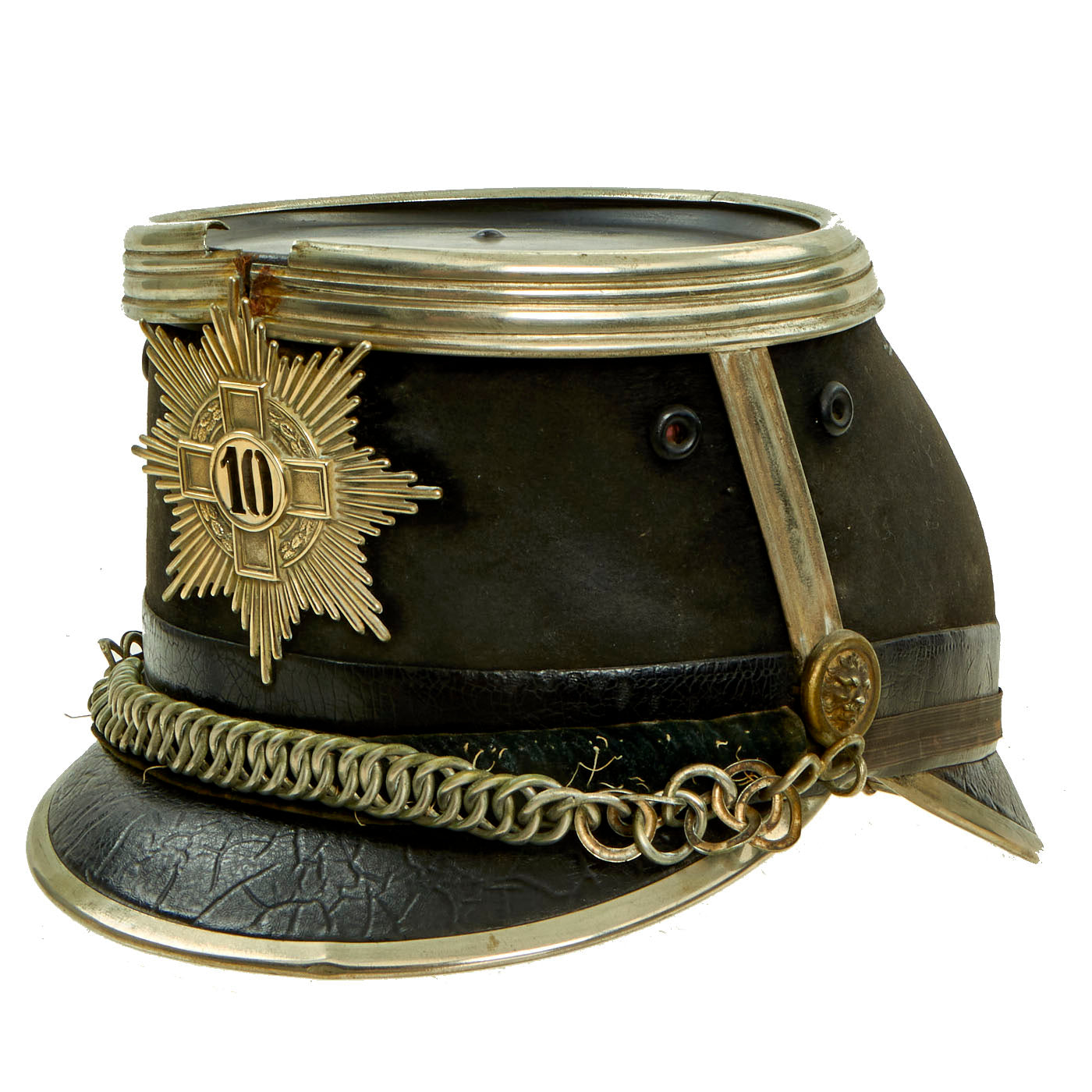 Original Swiss WWI Cavalry Officer Shako Helmet Marked to the 10th Cav ...