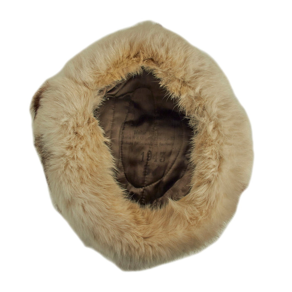 Original German WWII Eastern Front 1943 Dated White Rabbit Fur Pelzmüt ...