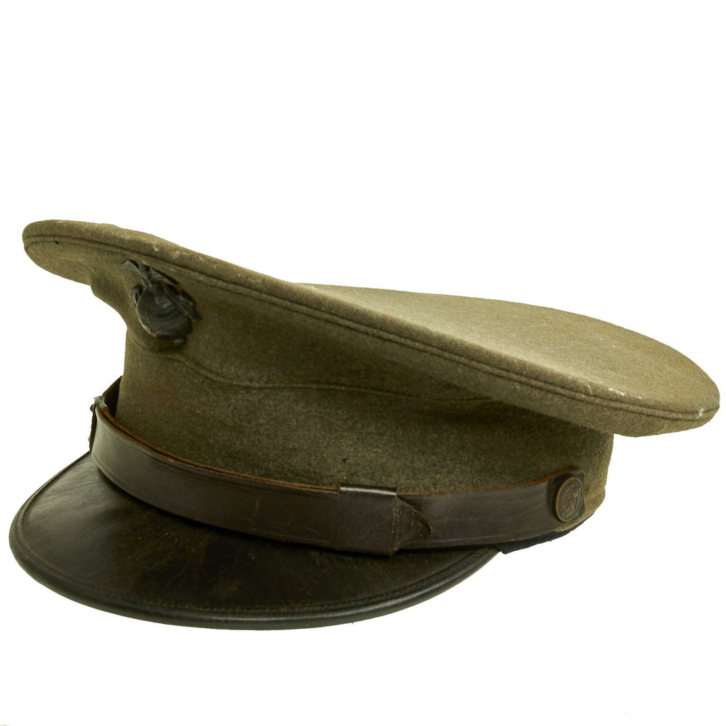 Original U.S. WWII Named Marine Corps OD Green Wool Visor Cap - USMC ...