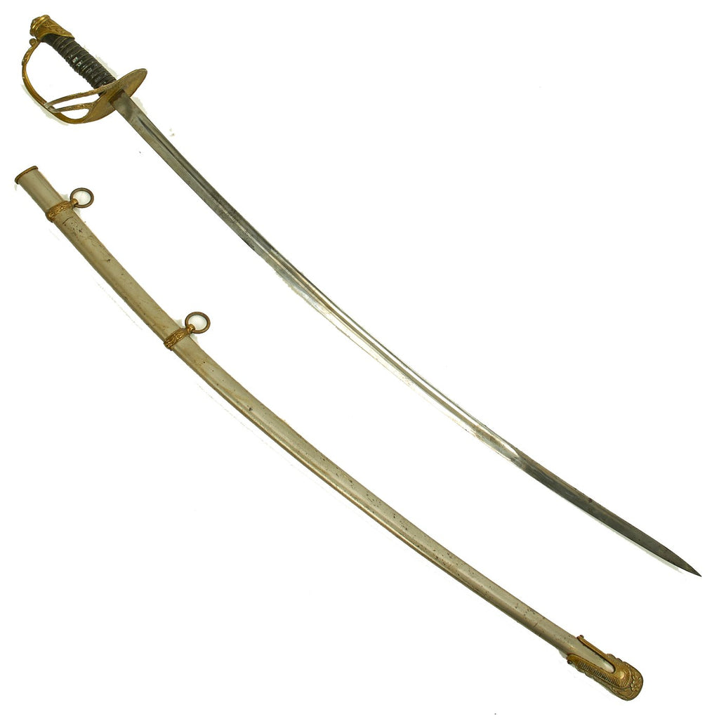 Original U.S. M-1872 Light Cavalry Saber with Nickel-Plated Scabbard b ...
