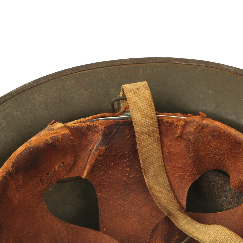 Original U.S. WWII M1917A1 Kelly Helmet with Textured Paint & Chinstra ...