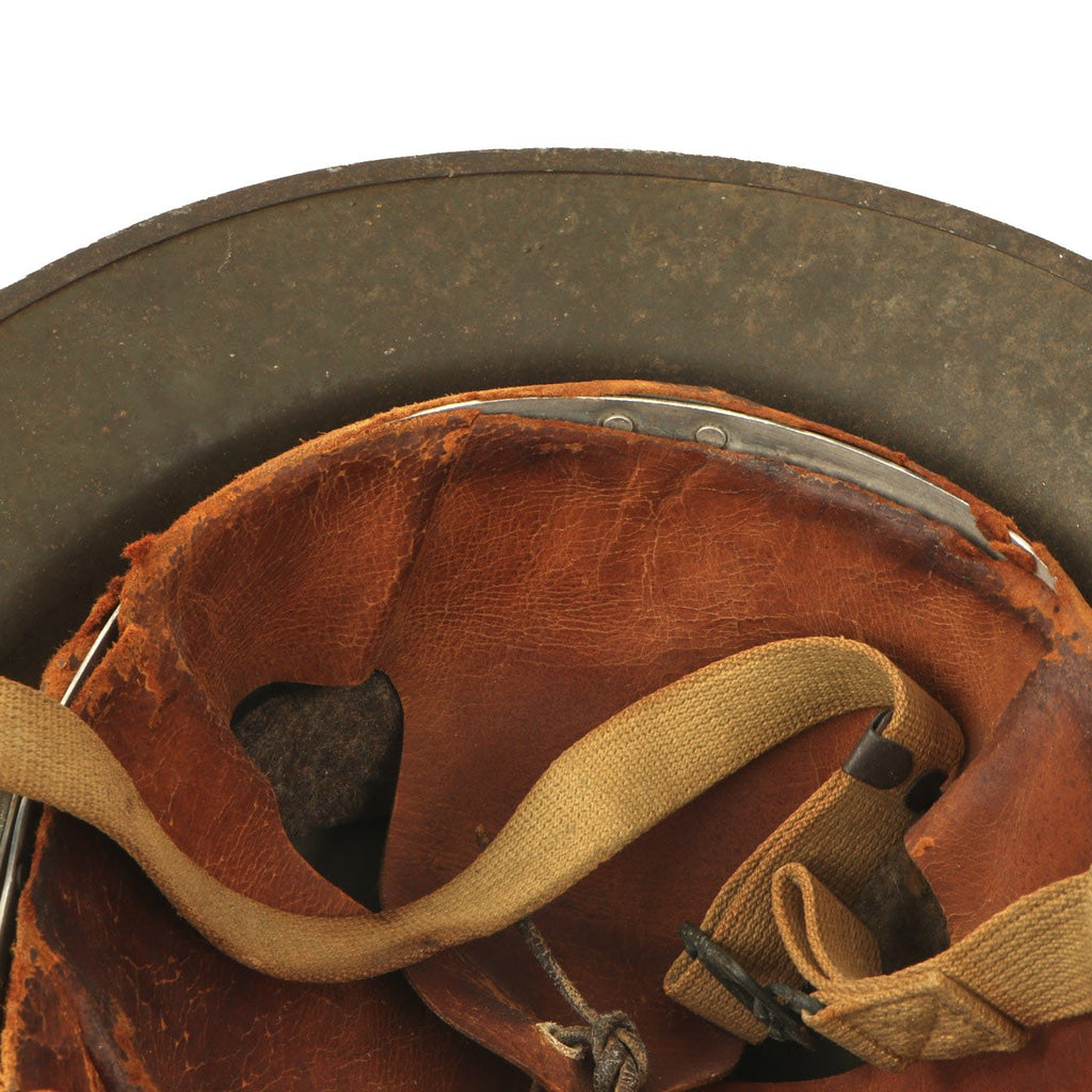 Original U.S. WWII M1917A1 Kelly Helmet with Textured Paint & Chinstra ...
