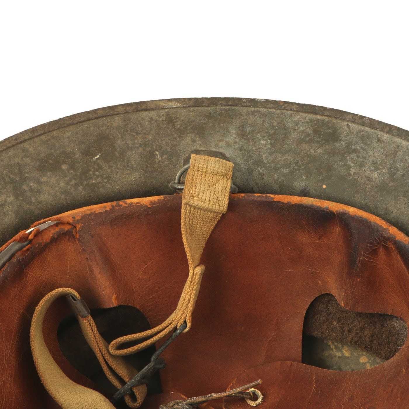 Original U.S. WWII M1917A1 Kelly Helmet with Textured Paint & Chinstra ...