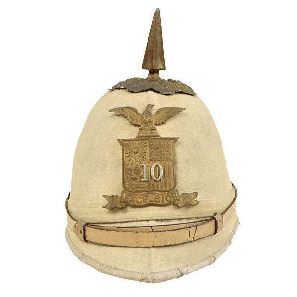 Original U.S. M1881 White Infantry Spiked Pith Helmet with Excelsior B ...