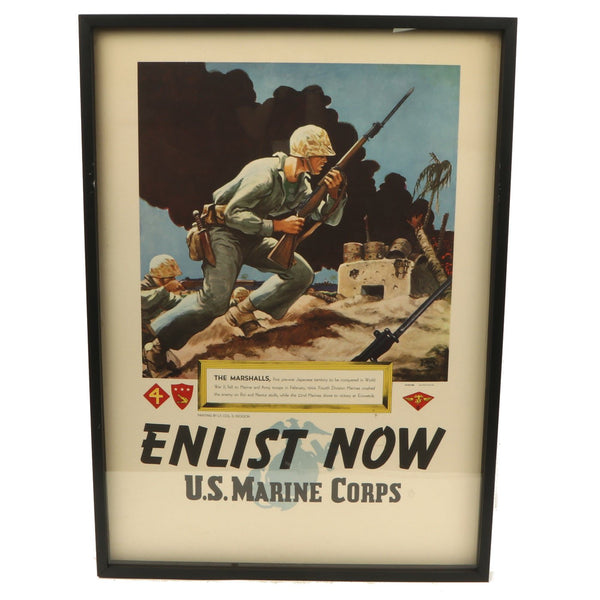 Original U.S. WWII 1944 Framed Marine Corps Enlistment Poster The Mars ...