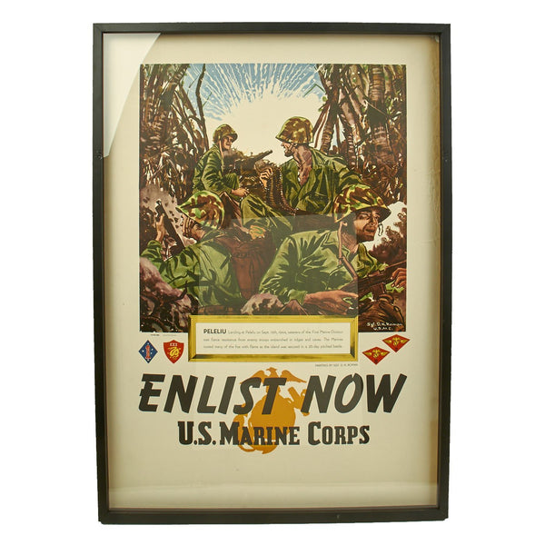 Original U.S. WWII Framed 1945 Marine Corps Enlistment Poster Peleliu ...