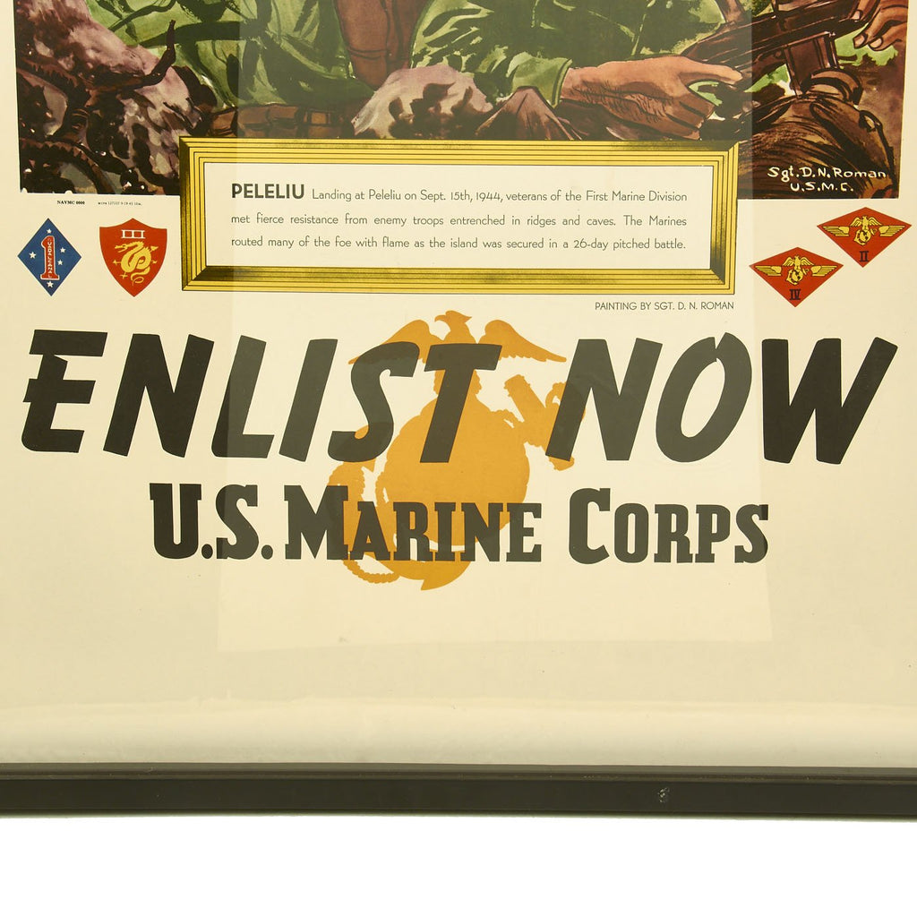 Original U.S. WWII Framed 1945 Marine Corps Enlistment Poster Peleliu ...