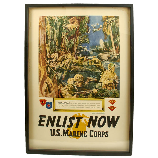 Original U.S. WWII Framed 1944 Marine Corps Enlistment Poster Bougainv ...