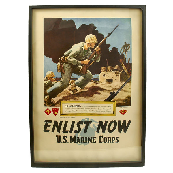 Original U.S. WWII Framed 1944 Marine Corps Enlistment Poster The Mars ...