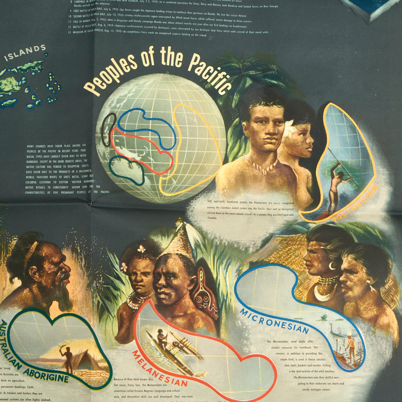 Original U.S. WWII Navy Education Services Map Posters of North Pacifi ...