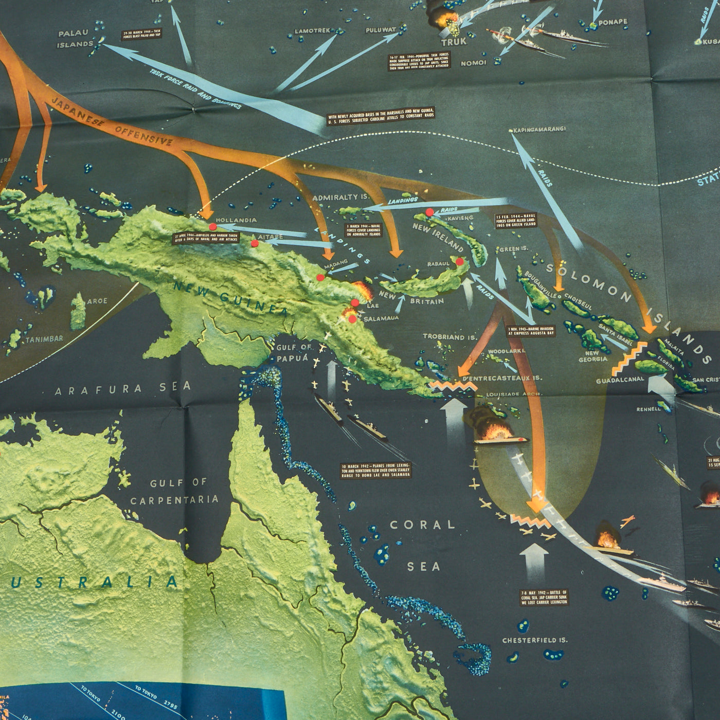 Original U.S. WWII Navy Education Services Map Posters of North Pacifi ...