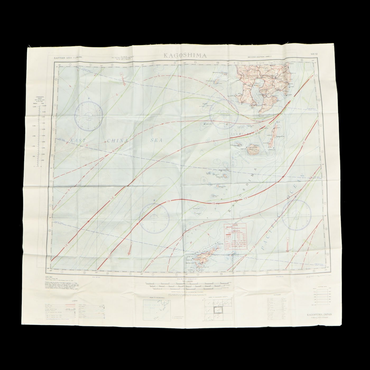 Original U.S. WWII Army Air Forces Silk Map Set - Nagasaki and Kagoshi ...
