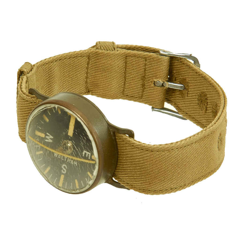 Original U.S. WWII Wrist Compass by Waltham Watch Co. with Canvas Wris ...