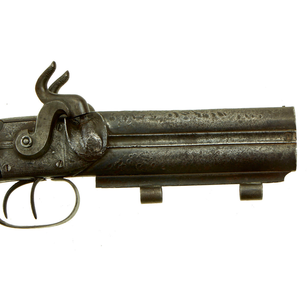 Original British Over and Under Double Barrel Howdah Percussion Pistol ...