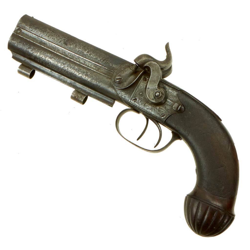 Original British Over and Under Double Barrel Howdah Percussion Pistol ...