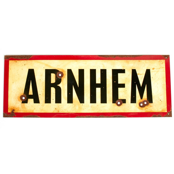 WWII Aged Steel Sign - Arnhem (33" x 12") – International Military Antiques