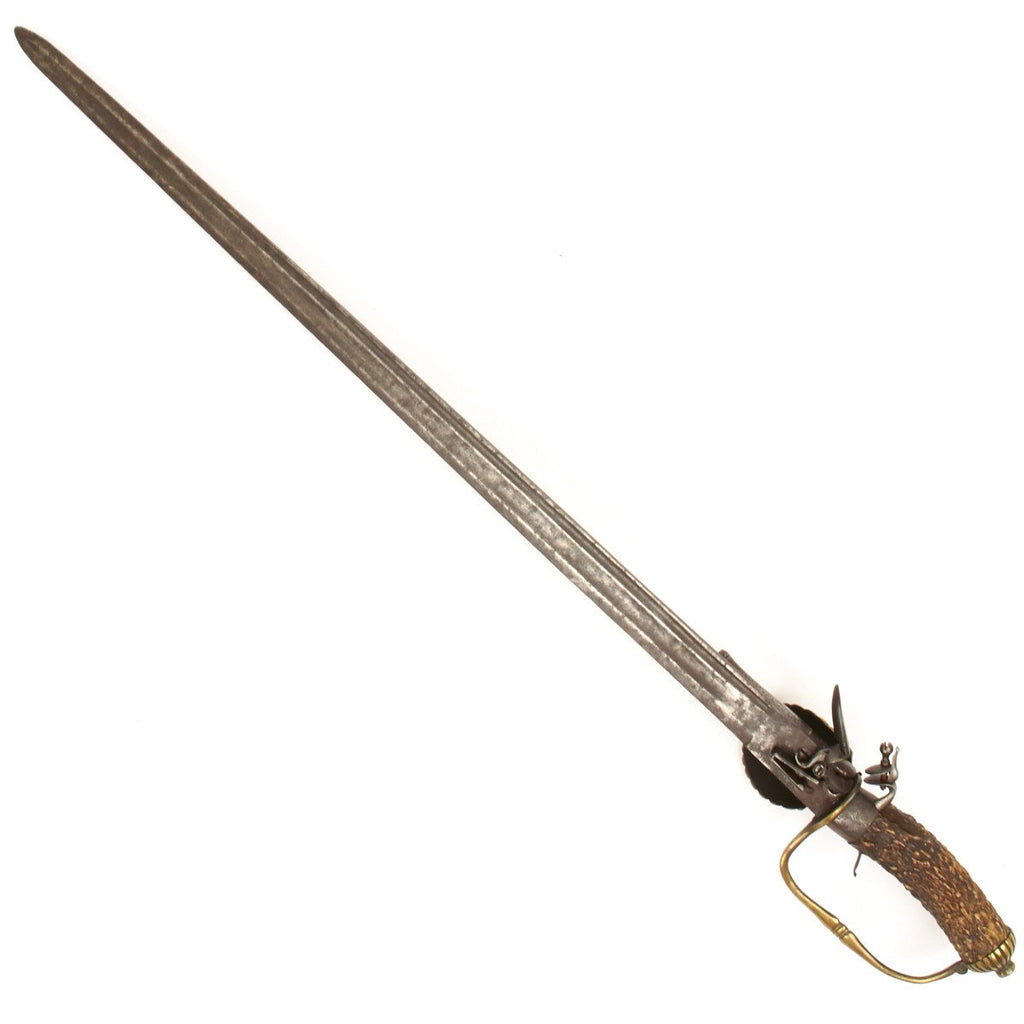 Original English Flintlock Hunting Sword Pistol Circa 1740 – International Military Antiques