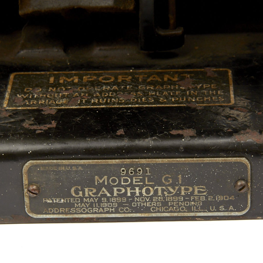 Original U.S. WWI WWII Graphotype Model G1 Dog Tag Machine - Fully ...