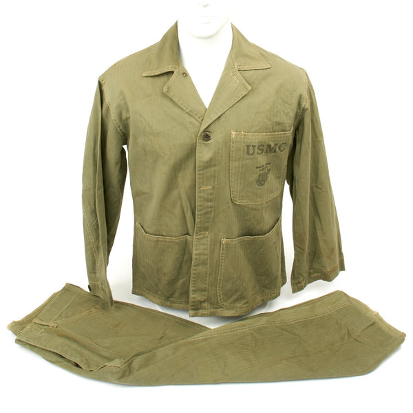 Original U.S. WWII USMC HBT Herringbone Twill P41 Utility Combat Unifo ...