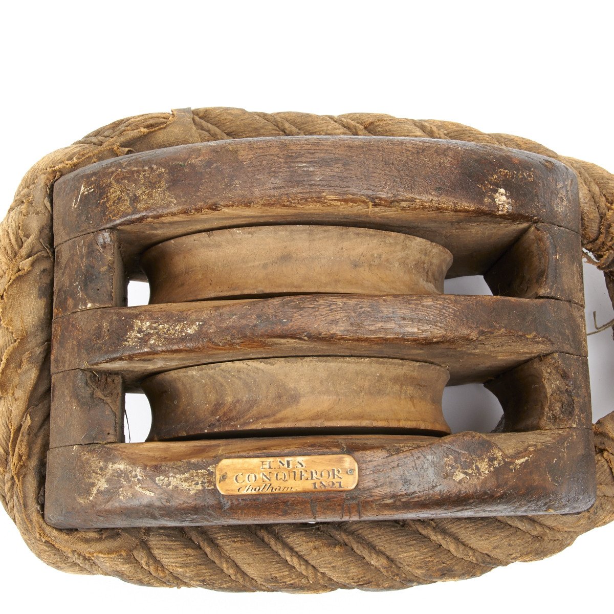 Original British HMS CONQUEROR Ship Block Assembly- Battle of Trafalgar ...