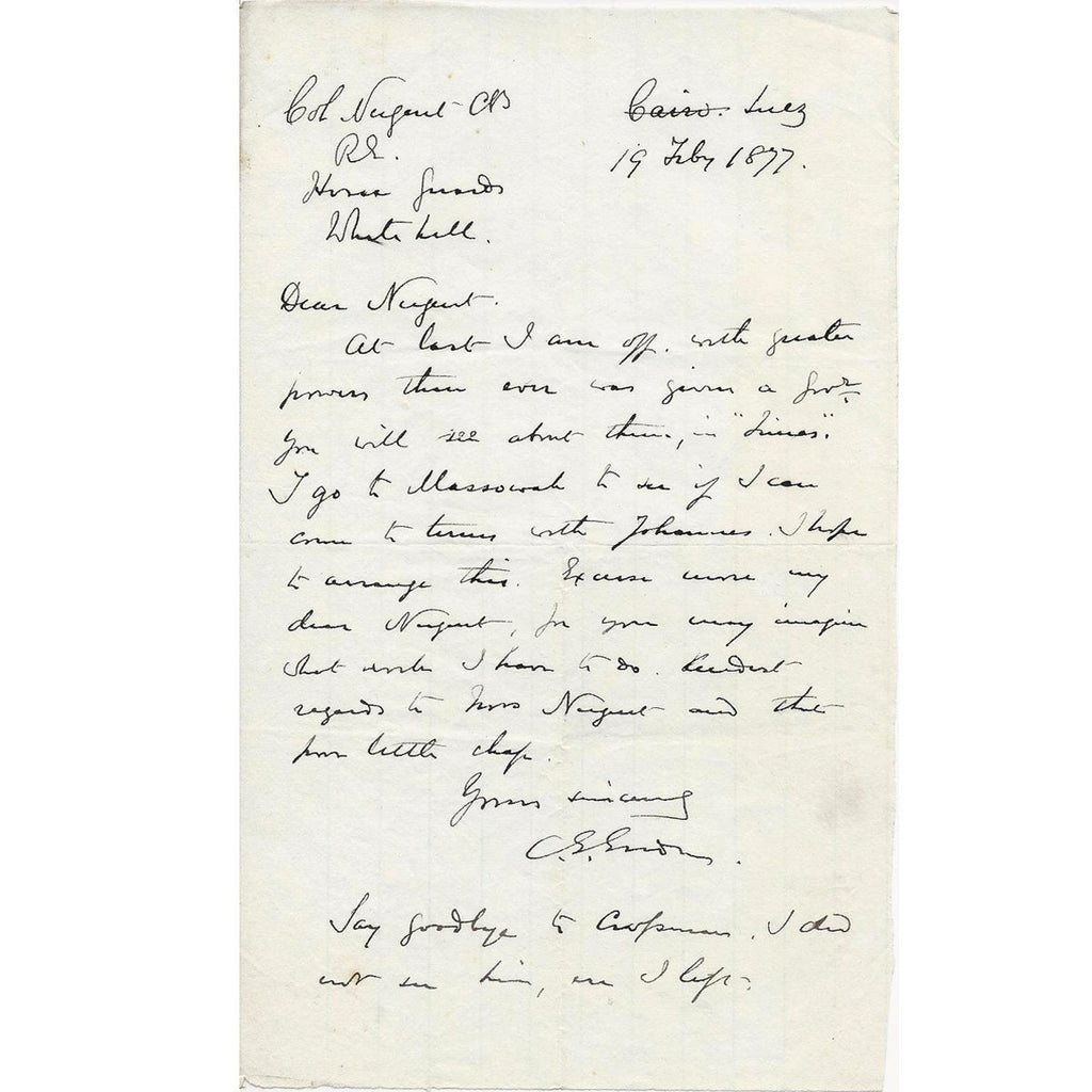 Original British General Charles Gordon Governor of Sudan Hand Written ...