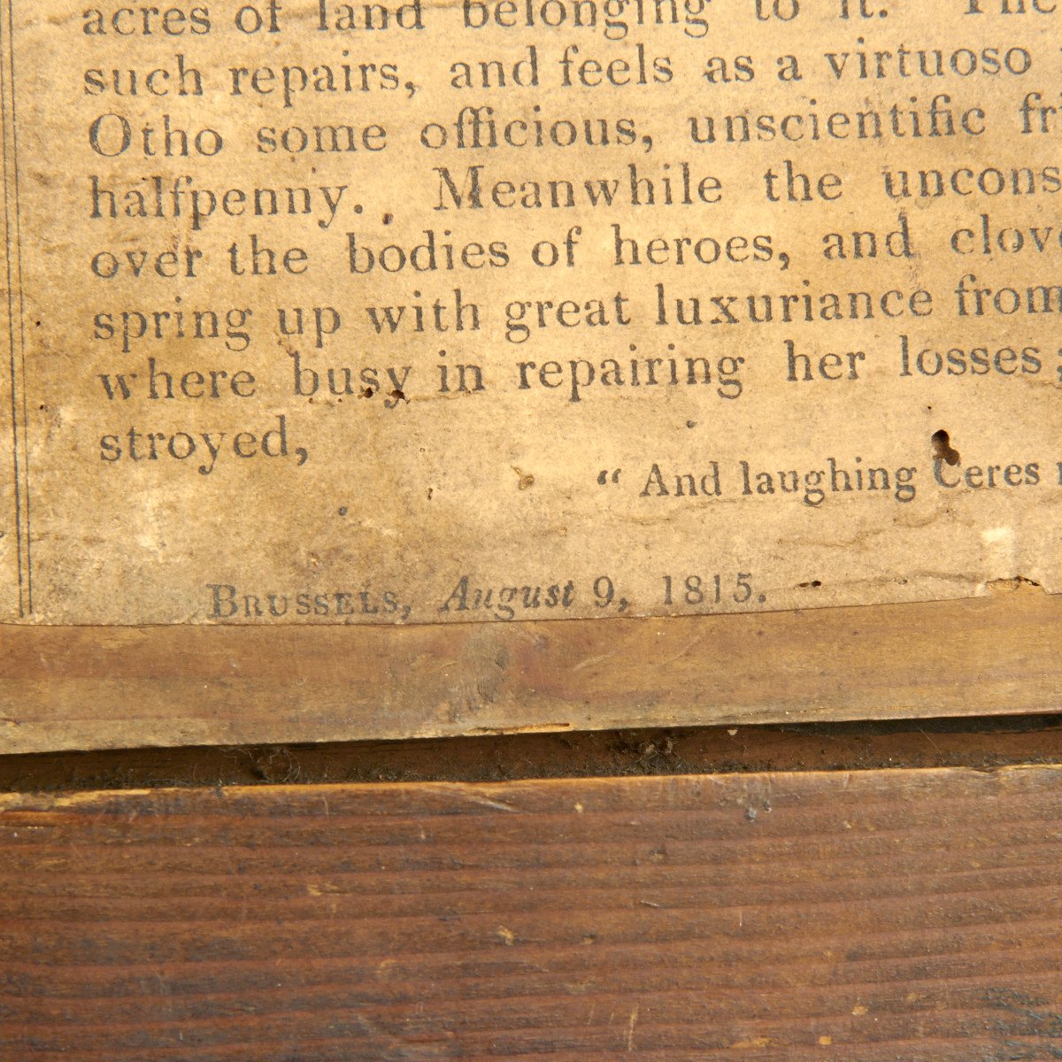 Original Antique Print and Newspaper Article Dated 1815 - The Aftermath ...